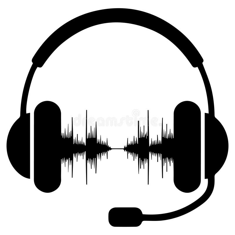 Microphone Headphones Symbol with Audio Wave Stock Illustration ...