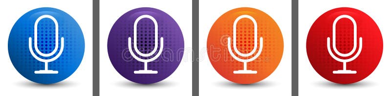 Microphone Icon Abstract Halftone Round Button Set Stock Vector ...