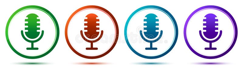 Microphone Icon Artistic Frame Round Button Set Illustration Stock ...