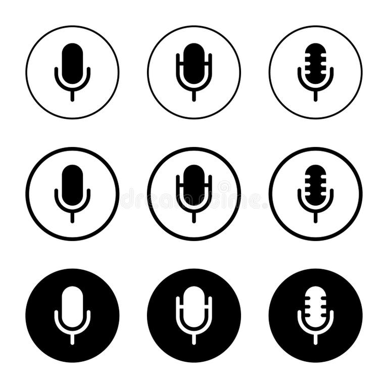 Microphone Icon on Black Circle. Mic, Voice Recorder Logo App Stock ...