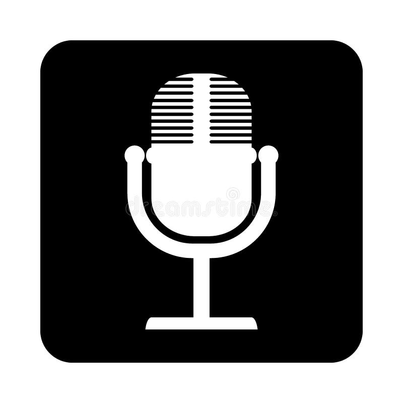 Microphone icon on black stock illustration. Illustration of ...