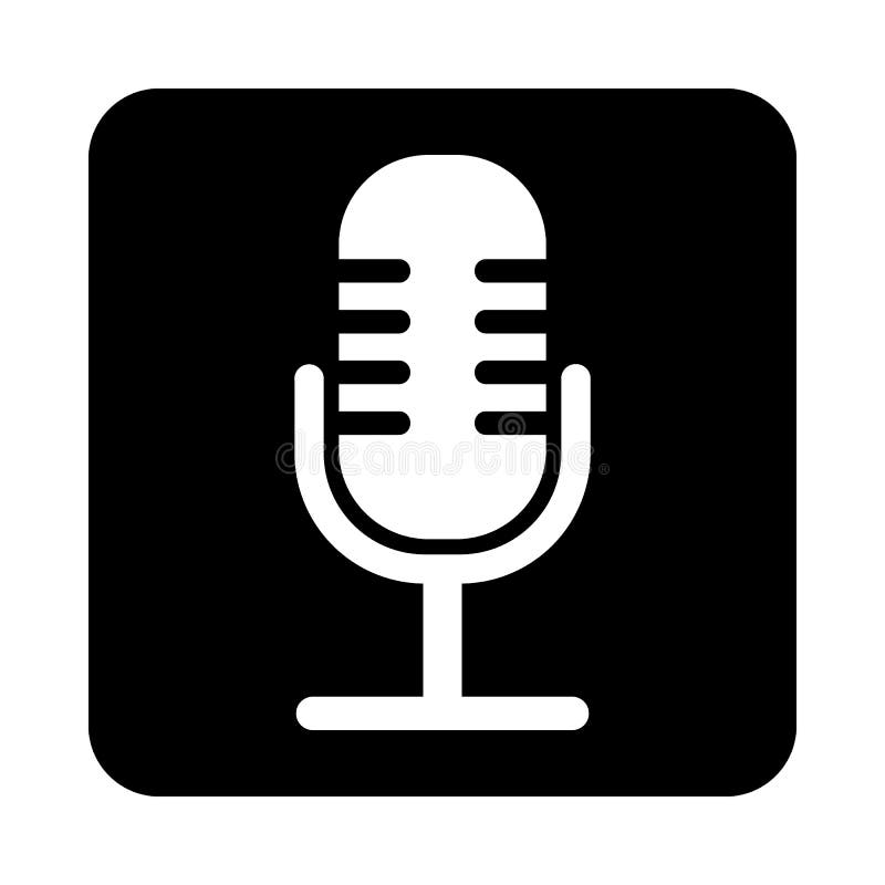 Microphone icon on black stock illustration. Illustration of device ...