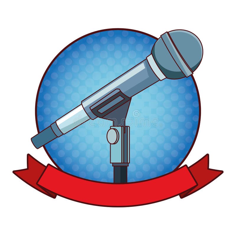 Microphone Icon Cartoon Round Icon Stock Vector - Illustration of ...
