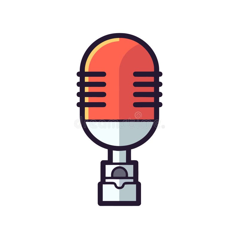 Microphone Icon in Cartoon Style. Flat Design Stock Vector ...