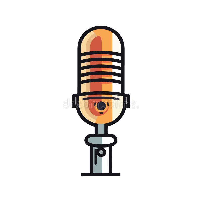 Microphone Icon in Cartoon Style. Flat Design Stock Vector ...