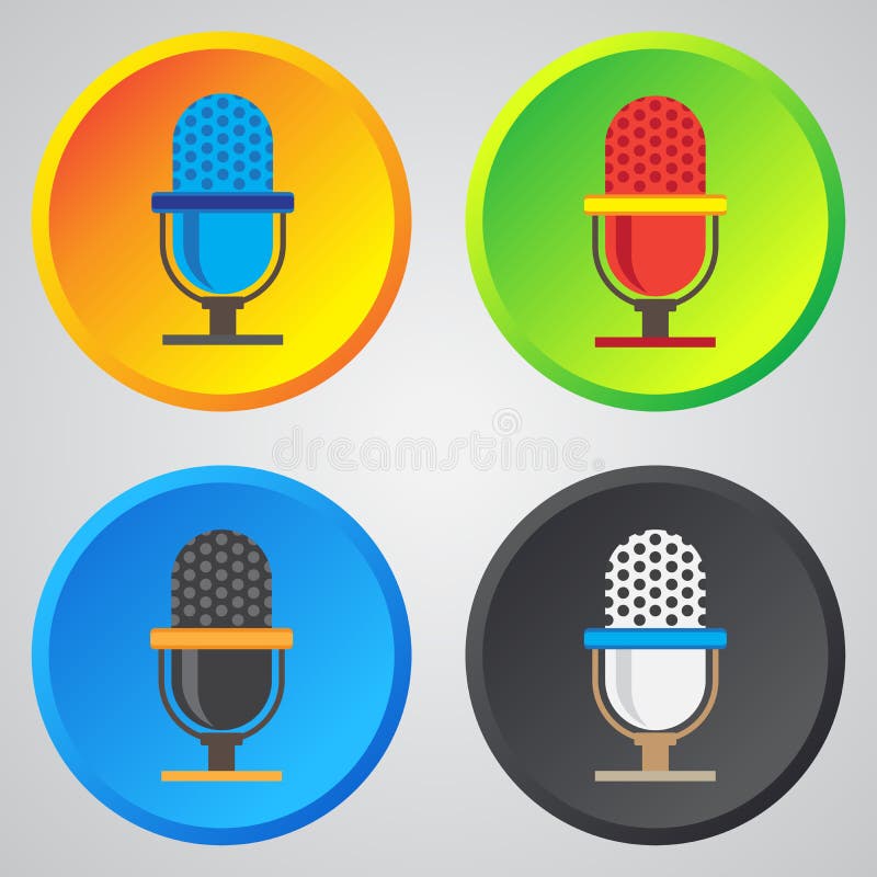 Microphone Icon, Classic Microphone Symbol on Color Background Stock ...