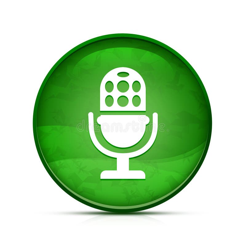Microphone Icon on Classy Splash Green Round Button Illustration Stock ...