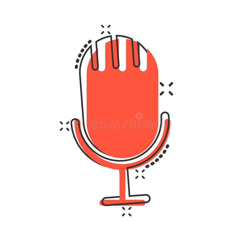 Microphone Icon In Comic Style. Studio Mike Cartoon Vector Illustration ...