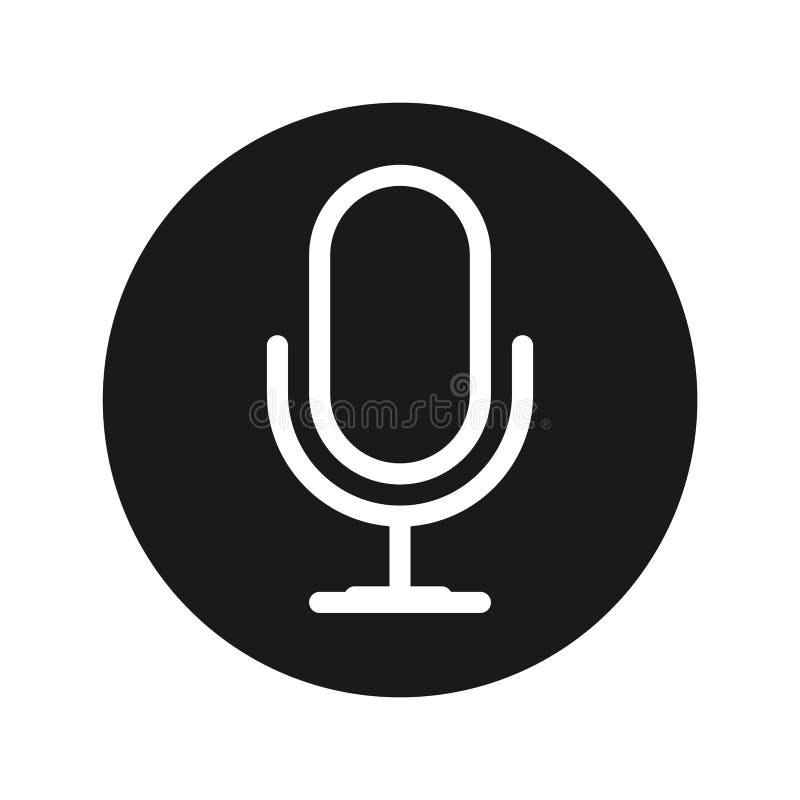 Microphone Icon Flat Black Round Button Vector Illustration Stock ...