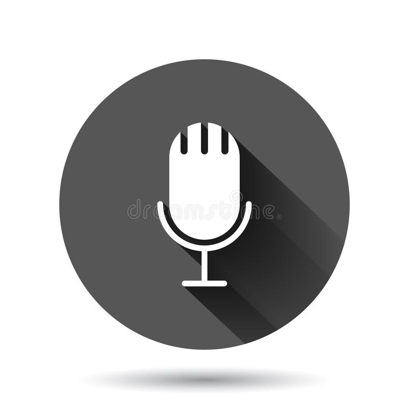 Microphone Icon in Flat Style. Studio Mike Vector Illustration on Black ...