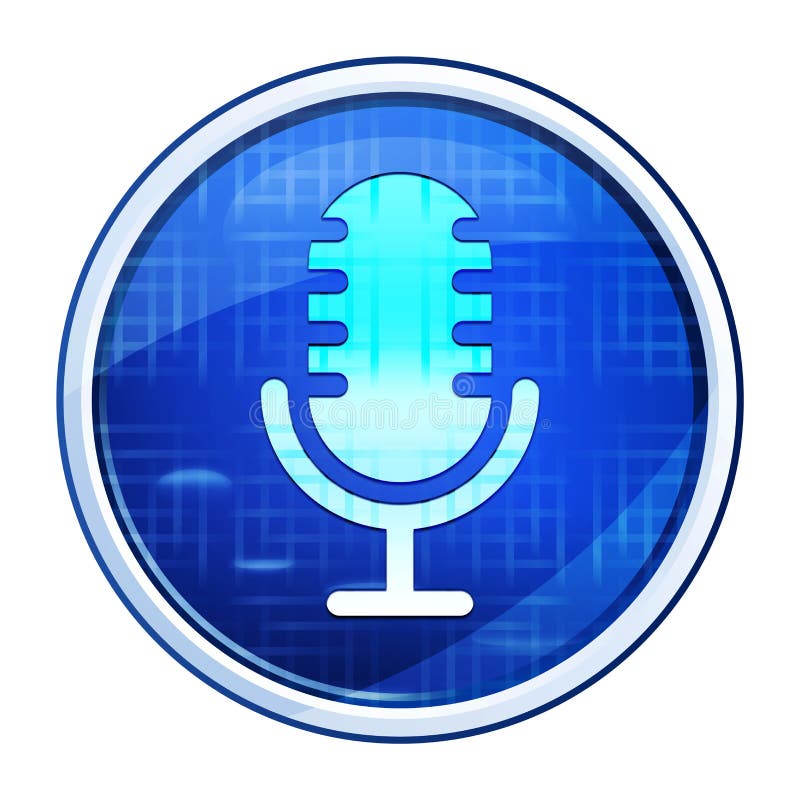 Microphone Icon Futuristic Blue Round Button Vector Illustration Stock ...