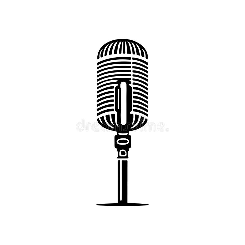Microphone Icon Hand Draw Black Colour Podcast Logo Symbol Perfect ...