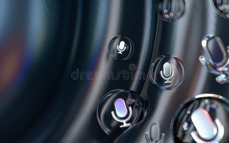 Microphone Icon Inside Bubble Glass Geometric Shapes on Colorful ...
