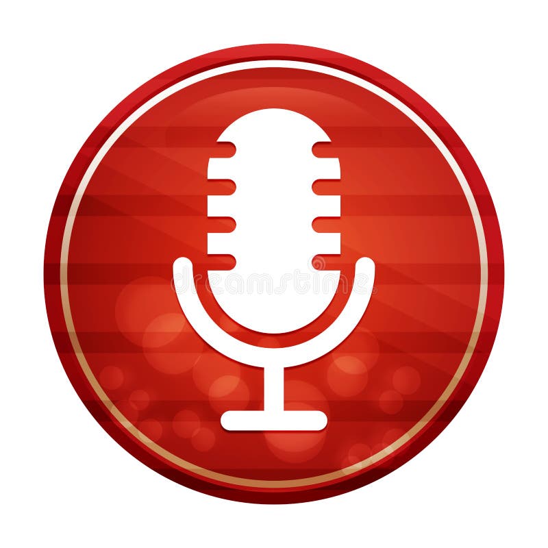 Microphone Icon Realistic Diagonal Motion Red Round Button Illustration ...