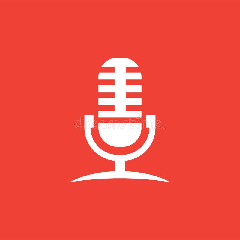 Microphone Icon on Red Background. Red Flat Style Vector Illustration ...