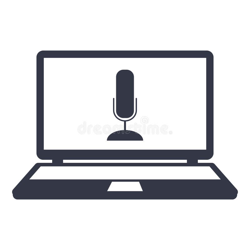 Microphone Icon on the Screen Laptop Stock Vector - Illustration of ...
