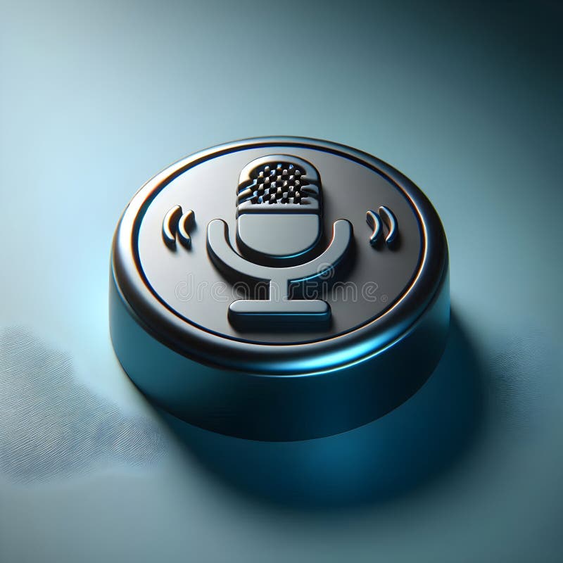 Microphone Icon is Sending Voice Message on Blue Round Button Stock ...