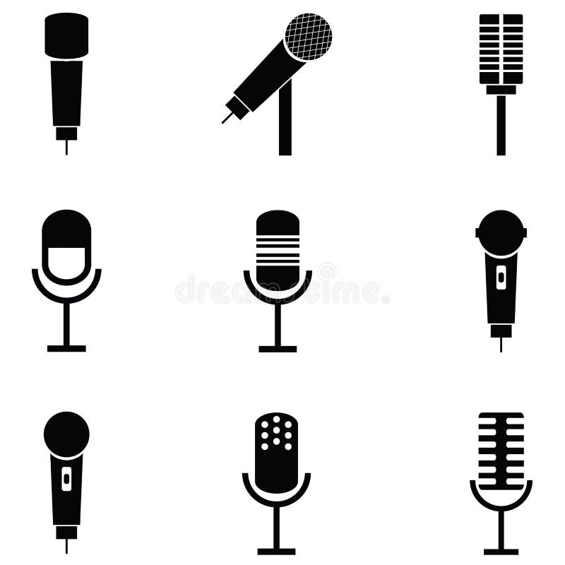 Microphone icon set stock vector. Illustration of microphone - 107350456