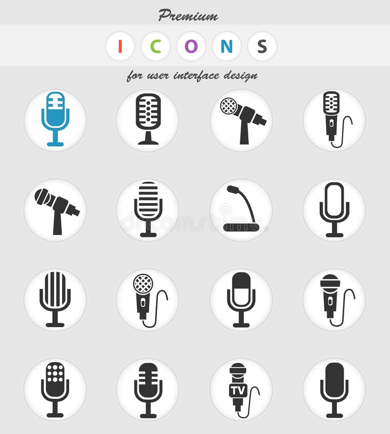 Microphone icon set stock vector. Illustration of broadcast - 123056849