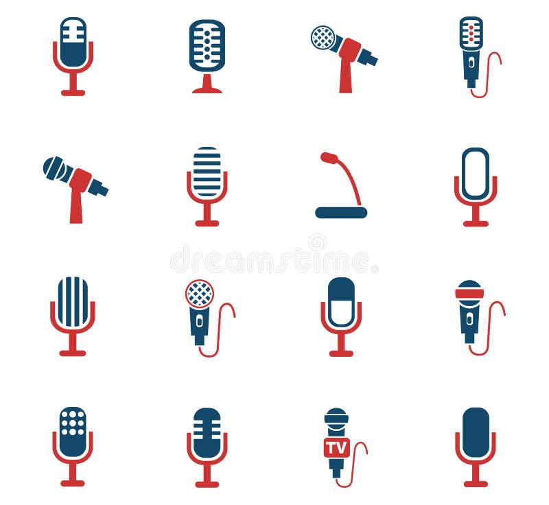 Microphone icon set stock illustration. Illustration of concert - 88274895