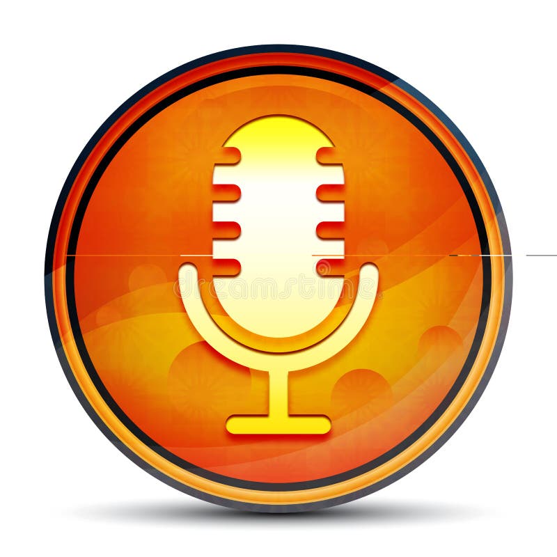 Microphone Icon Shiny Bright Orange Round Button Illustration Stock ...