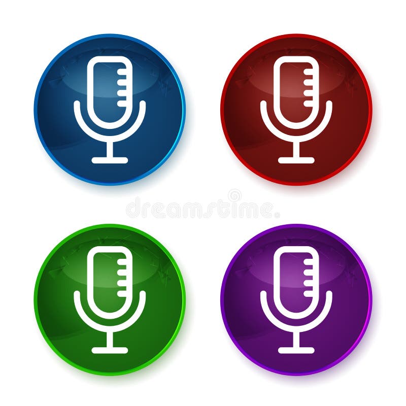 Microphone Icon Shiny Round Buttons Set Illustration Stock Vector ...