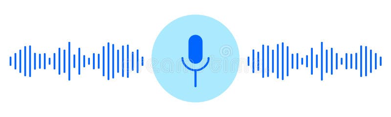 Microphone Icon with Sound Waves, Recording Voice Message Sign Stock ...