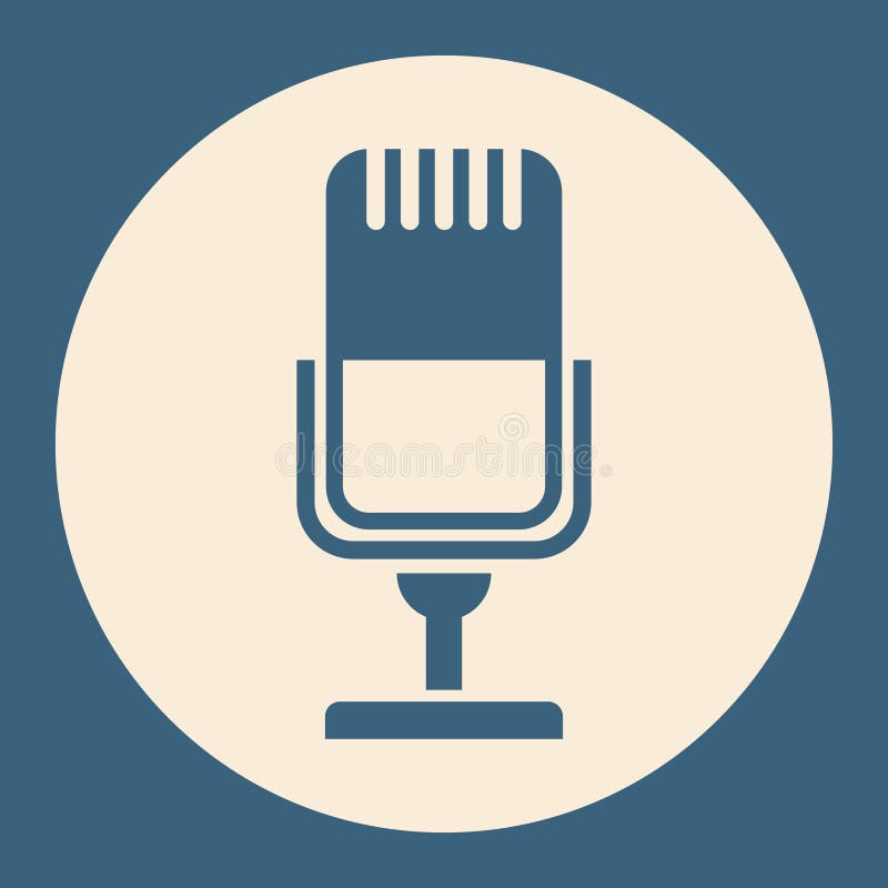Microphone Icon in Vintage Style, Blue Microphone Icon Made in Flat ...