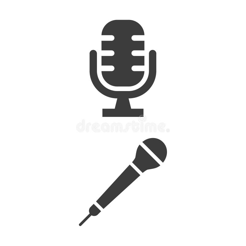 Microphone Icon on White Background Stock Illustration - Illustration ...