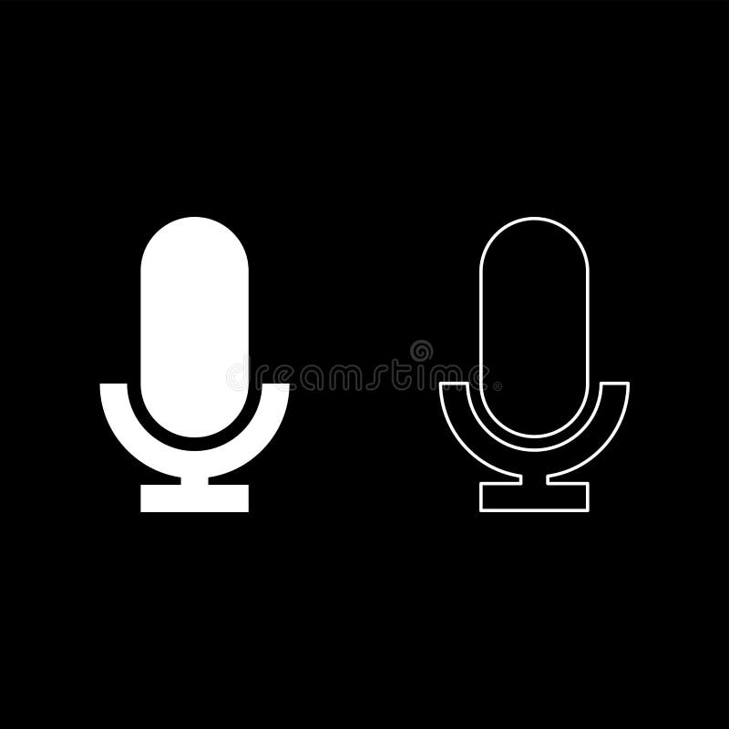 Microphone Icon White Color Vector Illustration Flat Style Image Set ...