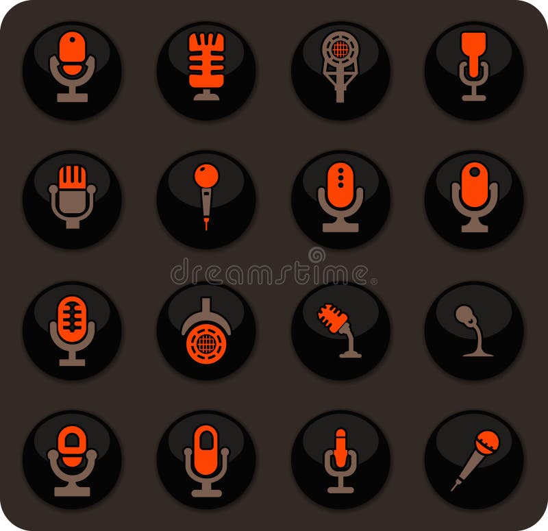Microphone icons set stock vector. Illustration of party - 142304521