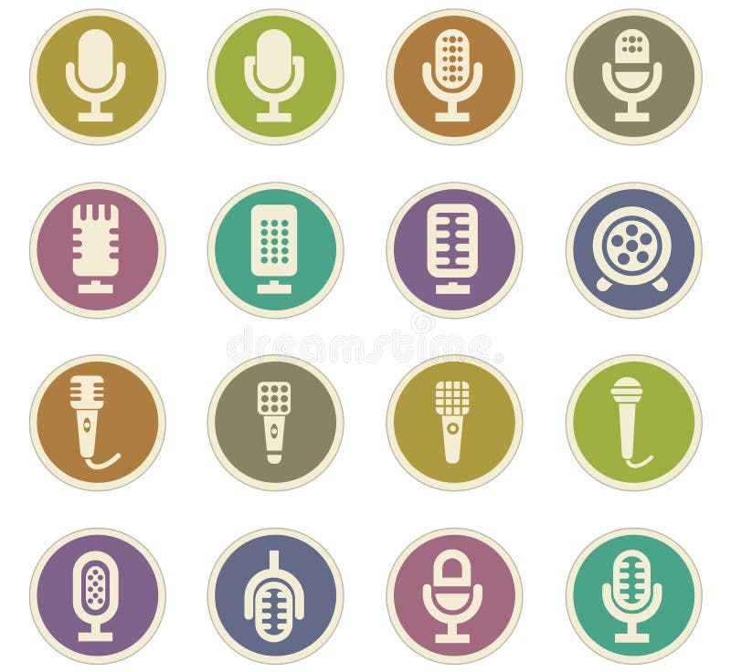 Microphone icons set stock illustration. Illustration of silhouette ...