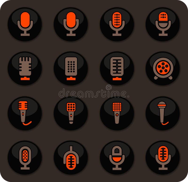 Microphone icons set stock vector. Illustration of business - 142336812