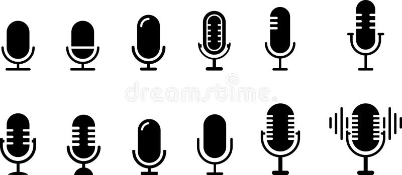 Microphone Icons Set. Podcast Microphone. Karaoke Mic Web and Mobile ...