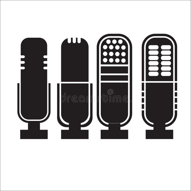 Microphone icons set stock illustration. Illustration of broadcasting ...