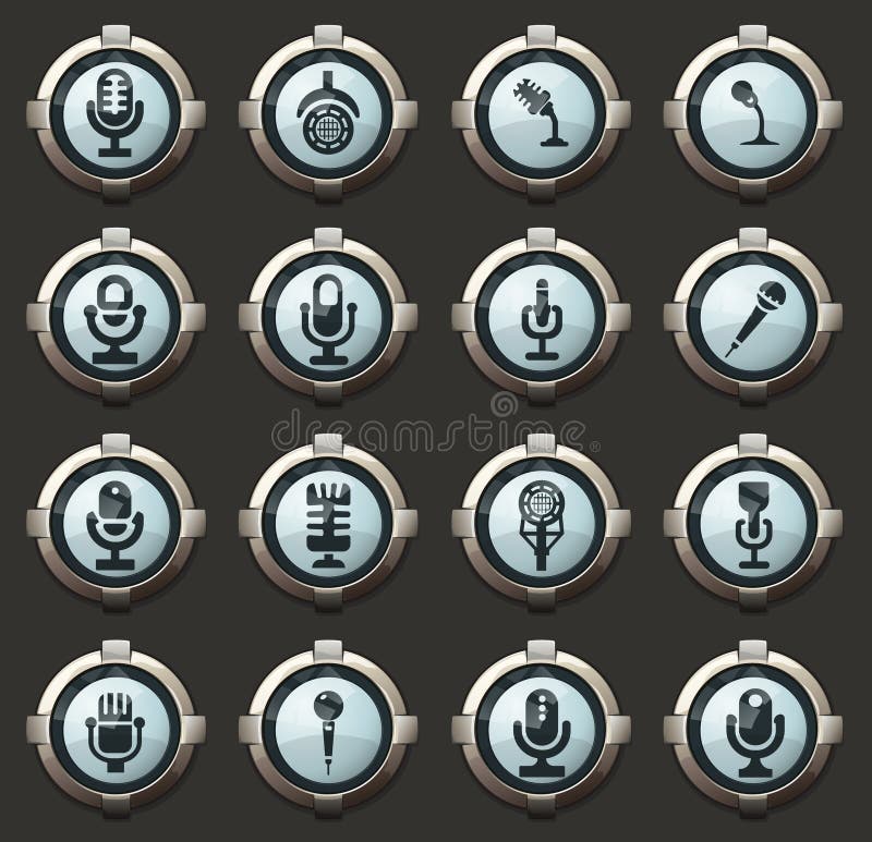 Microphone icons set stock vector. Illustration of icon - 134947782