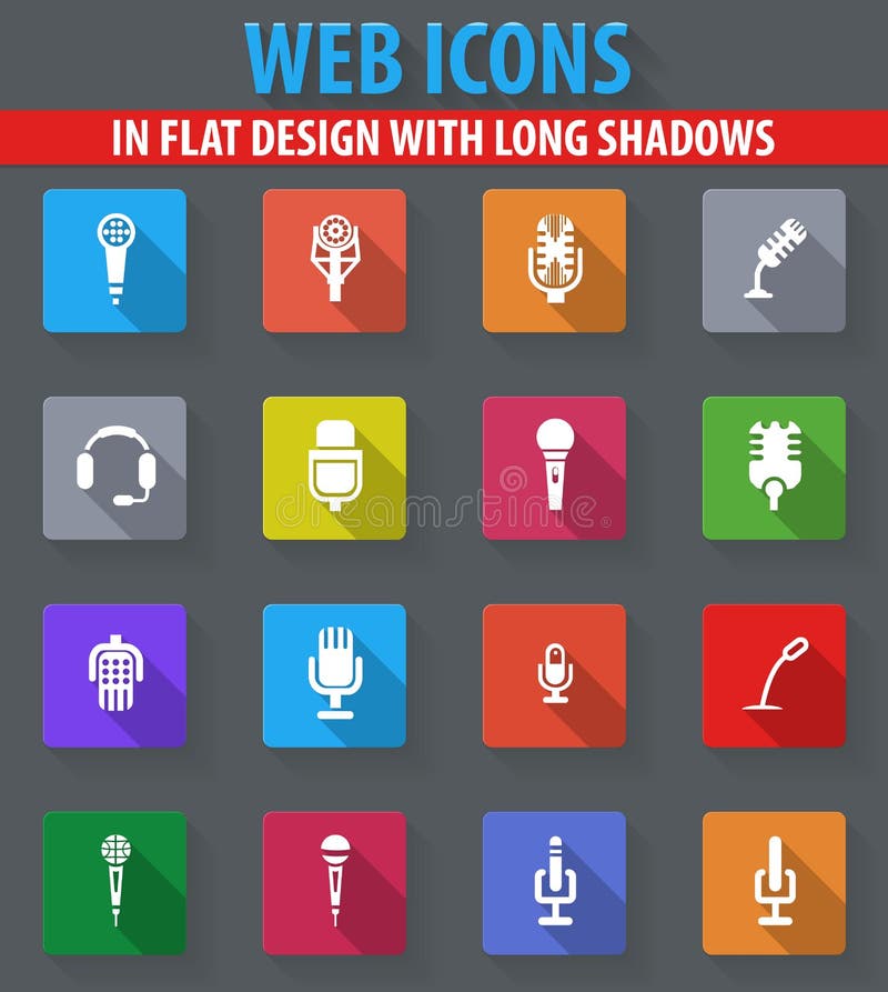 Microphone icons set stock vector. Illustration of audio - 89080236