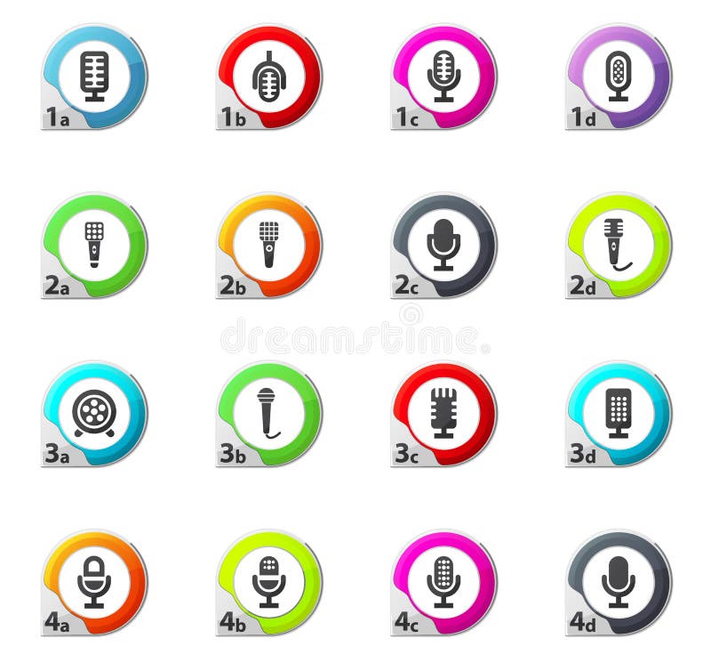 Microphone icons set stock illustration. Illustration of sound - 89249501