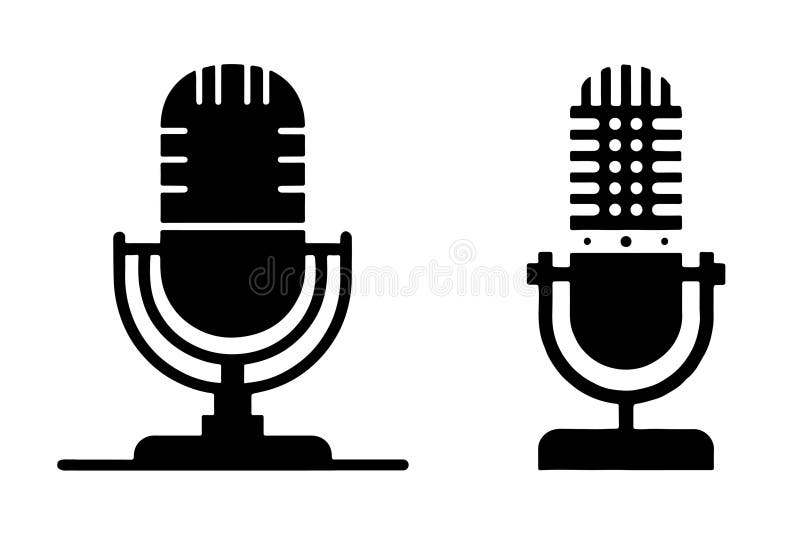 Microphone Icons in Simple Silhouette Stock Vector - Illustration of ...