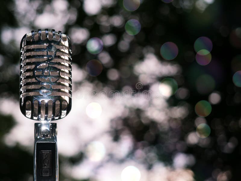 Microphone Image Used for Advertisement. Background is Bokeh Stock ...