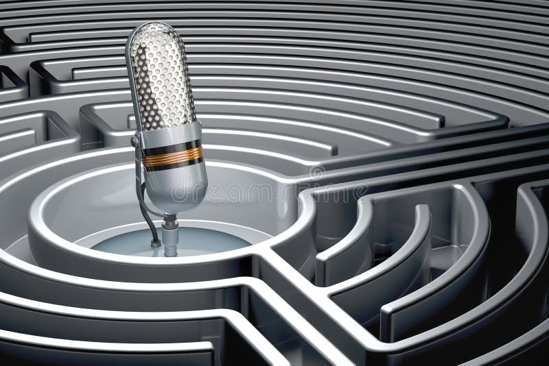 Microphone Inside Labyrinth Maze. 3D Rendering Stock Illustration ...