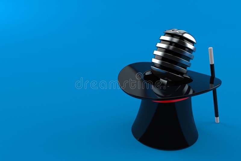 Microphone Inside Magic Hat Editorial Stock Image - Illustration of ...