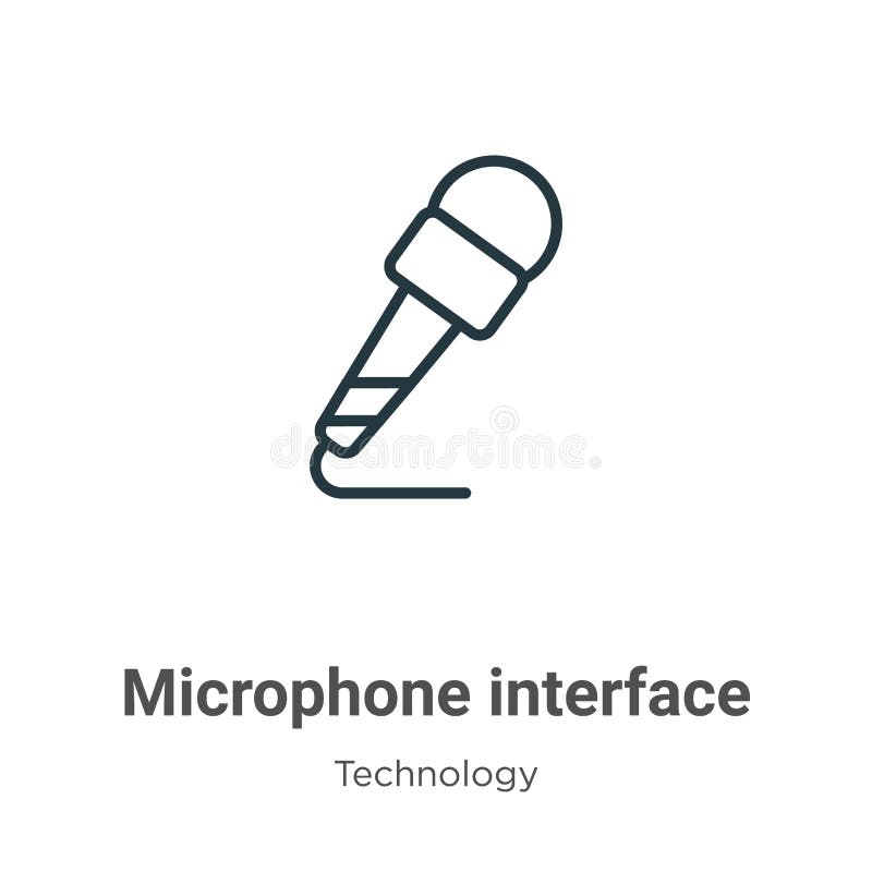 Microphone Interface Outline Vector Icon. Thin Line Black Microphone ...