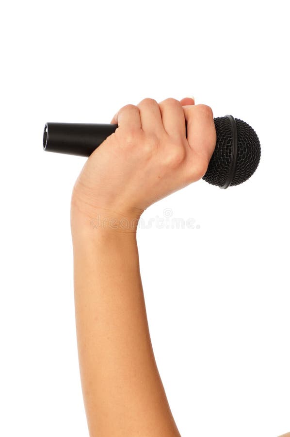 Hand and Arm Holding Microphone Isolated on White Stock Photo - Image ...