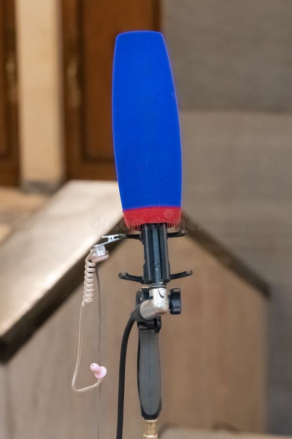 Microphone for Interview with the Inscription Russia Stock Image ...