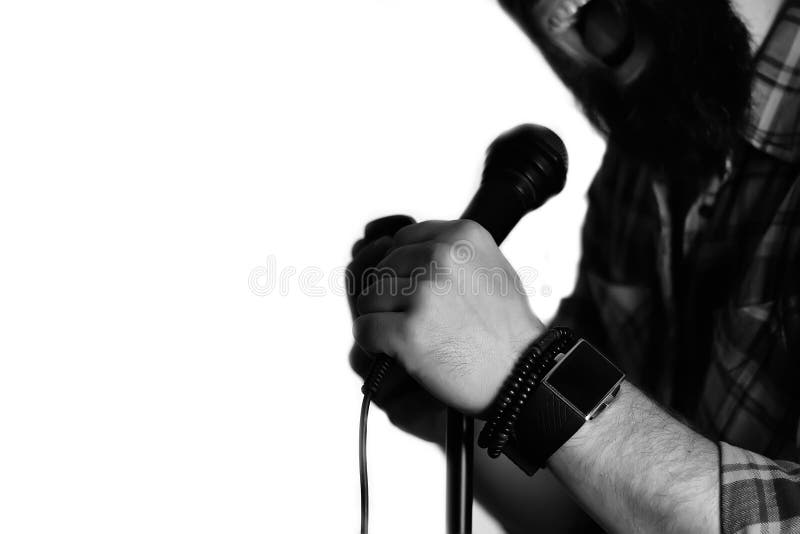 Man Singing Pose Holding Microphone Stock Photos - Free & Royalty-Free ...
