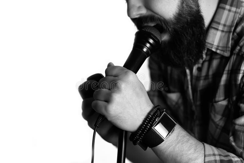 Man Singing Pose Holding Microphone Stock Photos - Free & Royalty-Free ...