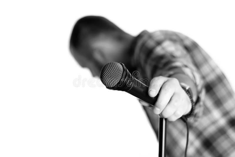 Man Singing Pose Holding Microphone Stock Photos - Free & Royalty-Free ...