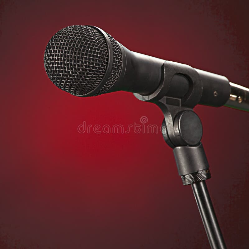 Microphone Isolated on Red Background Stock Photo - Image of close ...