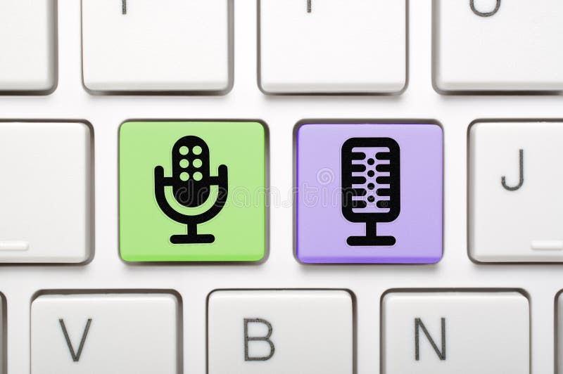 Microphone key on keyboard stock photo. Image of purple - 54012862